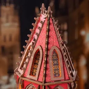 RoboTime 3D dřevěná skládačka Geometrická katedrála / 3D puzzle / LED
