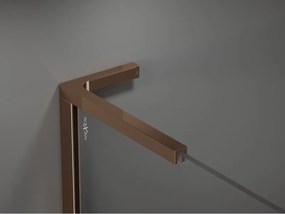 Mexen Kioto+ L, sprchová zástěna Walk-In s poličkou a věšákem 110 x 200 cm, 8mm čiré sklo bílý vzor, ​​růžové zlato profil, 800-110-123-60-97