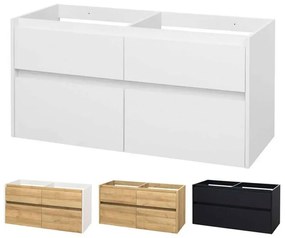 Mereo, Opto, koupelnová skříňka 121 cm, bílá, dub, bílá/dub, černá, CN943S