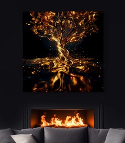 Obraz na plátně - Strom života Zlatá žíla FeelHappy.cz Velikost obrazu: 100 x 100 cm