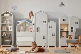 Vingo Dětská skříň domeček, šedá - 172 cm
