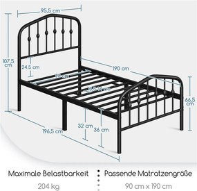 Sada 2 ks – Postel Yaheetech – bílá, 90 x 190 cm (256567511609)