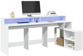 Psací stůl s LED světly bílý 200 x 104 x 91 cm kompozitní dřevo 3309465
