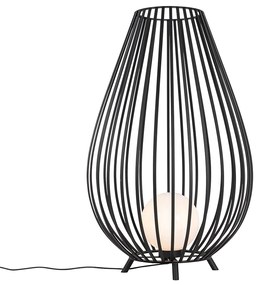 Designová stojací lampa černá s opálem 110 cm - Angela