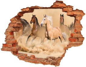 Wallmuralia Díra 3D foto tapeta nálepka Koně poušť 90x70 cm
