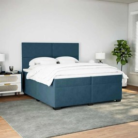 Box spring postel s matrací modrá 200 x 200 cm samet 3291000