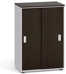 Zasouvací kancelářská skříň PRIMO, 1087 x 800 x 420 mm, šedá / wenge