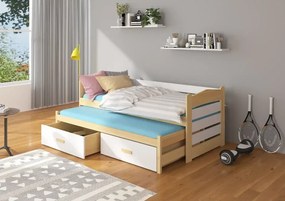 Postel dvojitá s matracemi TIARRO 180x80 přirozená borovice