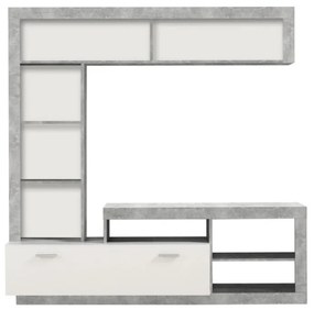 Obývací stěna Jonas - beton/bílá
