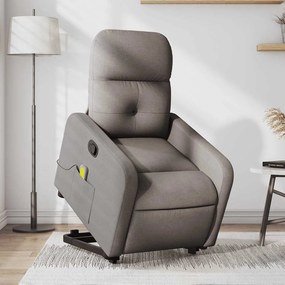 Zvedací masážní polohovací křeslo taupe textil 3206811