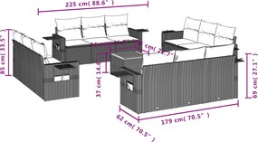 13dílná zahradní sedací souprava s poduškami šedá polyratan 3224499
