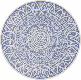 MK Original: Produkty s rodokmenem, Kusový koberec Mujkoberec Original Nora 104162 Blue Creme kruh – na ven i na doma, 240x240 (průměr) kruh, modrá, chodba / předsíň