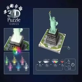 Ravensburger 3D Puzzle Iconics: Socha svobody (Noční edice) / 108 dílk