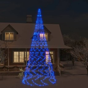 343548 vidaXL Vánoční stromek na stožár 3 000 modrých LED diod 800 cm