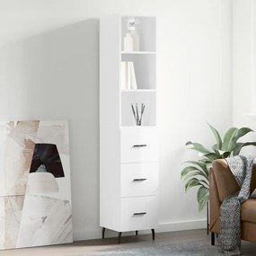 Skříň highboard bílá s vysokým leskem 34,5x34x180 cm kompozit,  3189719