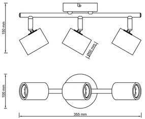 Brilliant - Bodové svítidlo KERRY 3xE27/40W/230V černá/bambus