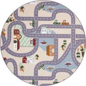 Vopi, Dětský kusový koberec Scanroad 39 kruh, 250x250 (průměr) kruh, vícebarevná, dětský pokoj