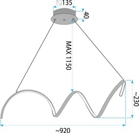 Toolight Toolight, LED závěsné svítidlo 90cm, 26W, 3000K, LHJ025-CP, chromová, OSW-60016