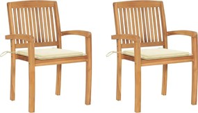 vidaXL Zahradní židle 2 ks podušky masivní teakové dřevo [3063264] Barva: krémová