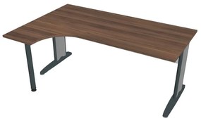 Stůl ergo oblouk pravý 180×120/80 cm - Hobis Cross CE 1800 P Dekor stolové desky: ořech, Dekor lamino podnože: šedá, Barva nohou: černá