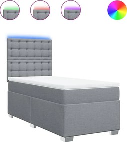 Box spring postel s matrací světle šedá 80 x 200 cm textil 3292629