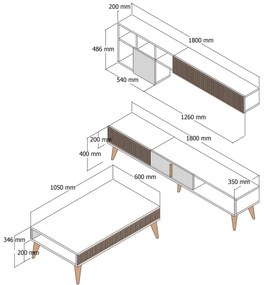 Sestava nábytku do obývacího pokoje Millano 1 (ořech + krémová)