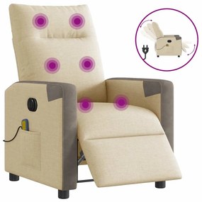 Elektrické masážní polohovací křeslo krémové textil 3324088