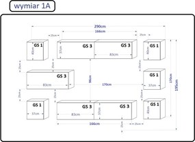 Ral Obývací stěna Luxe 1 - Bílo-černý lesk