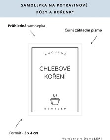 Samolepka na kořenky CHLEBOVÉ KOŘENÍ průhledná 3 × 4 cm základní písmo