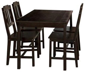 IDEA Stůl + 4 židle 8849 tmavohnědý lak