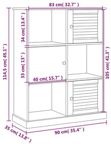 Knihovna VIGO III - 60x35x114,5 cm - masivní borovice | šedá