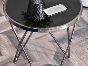 MPT Odkládací stolek Amin S - černé sklo, tmavý chrom