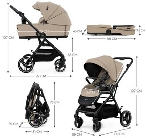 KINDERKRAFT SELECT - Kombinovaný kočárek 2v1 YOXI Sand beige