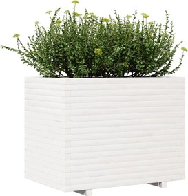 Zahradní truhlík bílý 90 x 60 x 72,5 cm masivní borové dřevo 3282605