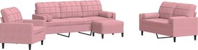 4dílná sedací souprava s poduškami a podhlavníky růžová samet 3278384