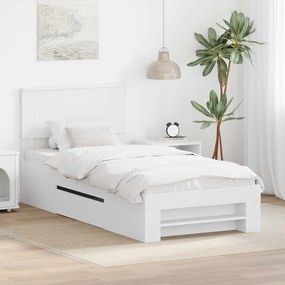 Rám postele s čelo Bílá 90 x 200 cm Kompozitní dřevo 3408802