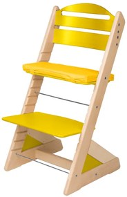 Jitro Dětská rostoucí židle Plus PŘÍRODNÍ VÍCEBAREVNÁ Žlutá + žlutý podsedák