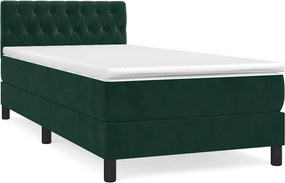 Box spring postel s matrací tmavě zelená 100x200 cm samet 3141470