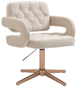 LuxuryForm DESIGN Otočná židle ADRIA VELUR na zlatém kříži - krémová