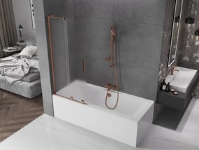 Mexen Velar L, 2-křídlová posuvná vanová zástěna 80 x 150 cm, 8mm sklo námraza, růžové zlato, 896-080-003-31-60