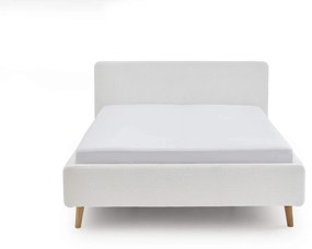 Dvoulůžková postel taupe s úložným prostorem 160 x 200 cm fleece bílá MUZZA