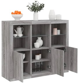 Příborníky s LED osvětlením 3 ks šedé sonoma kompozitní dřevo 3209105