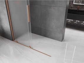 Mexen Velar, sprchová zástěna s posuvnými dveřmi Walk-in 140 x 200 cm, 8mm sklo námraza, měděná matná, 871-140-000-33-65