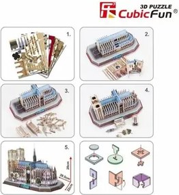CubicFun 3D puzzle Katedrála Notre Dame - LED / 149 dílů / 39.5 x 22 x