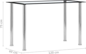 Jídelní stůl černo-průhledný 120 x 60 x 75 cm tvrzené sklo 281851