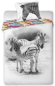 DĚTSKÉ BAVLNĚNÉ POVLEČENÍ ZEBRA 160X200 CM, 1KS 70X80 CM VZOROVANÉ