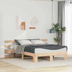 Rám postele s čelo Hnědá 150 x 200 cm Masivní borové dřevo 3385685