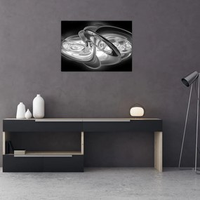 Skleněný obraz moderní šedé abstrakce (70x50 cm)
