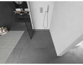 Mexen Kioto, sprchová zástěna Walk-In 70 x 200 cm, 8mm čiré sklo černý vzor, ​​broušená ocel profil, 800-070-101-97-77