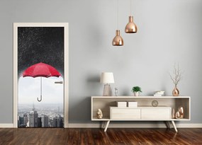 Fototapeta samolepící dveře deštník nad městem 95x205 cm